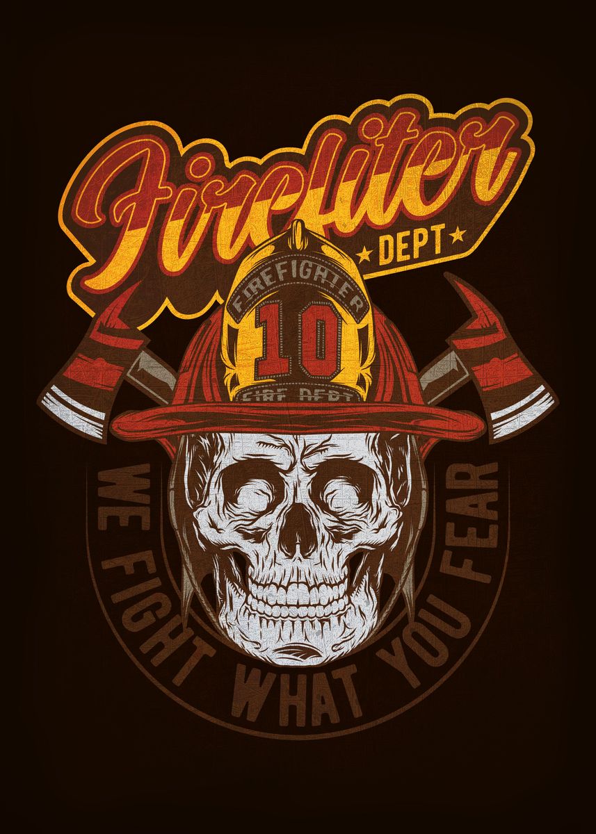 'Fire Dept' Poster, picture, metal print, paint by Gab Fernando | Displate