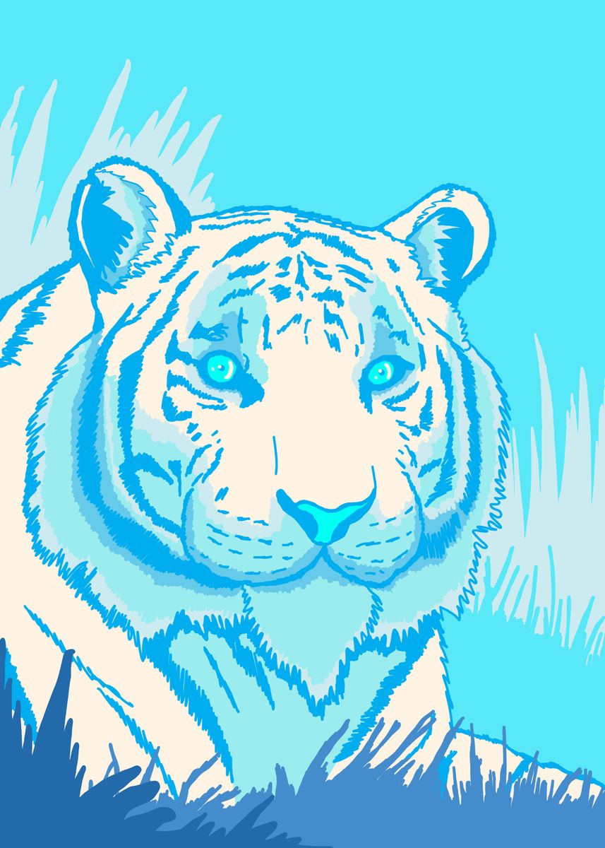 'The blue tiger' Poster by Steve Wade | Displate