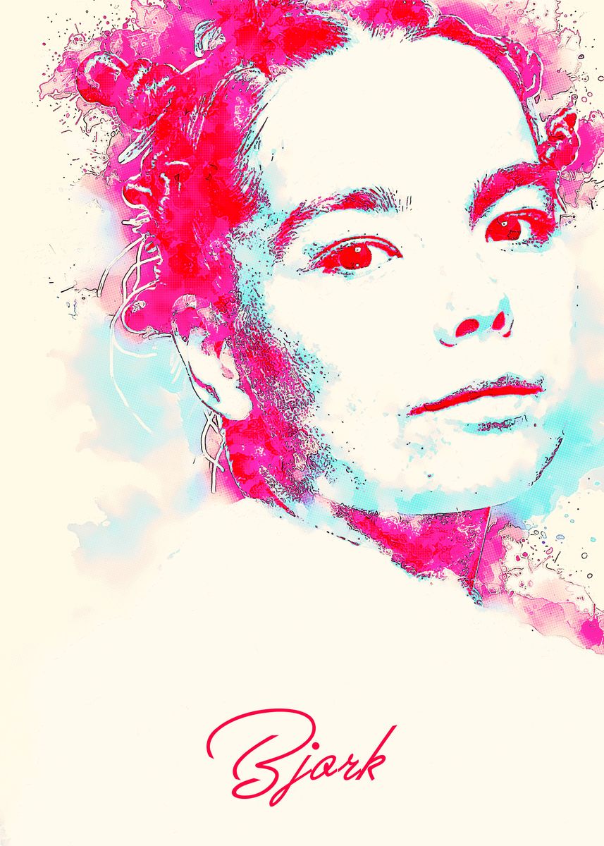 'Bjork' Poster, picture, metal print, paint by MIKHA ART | Displate