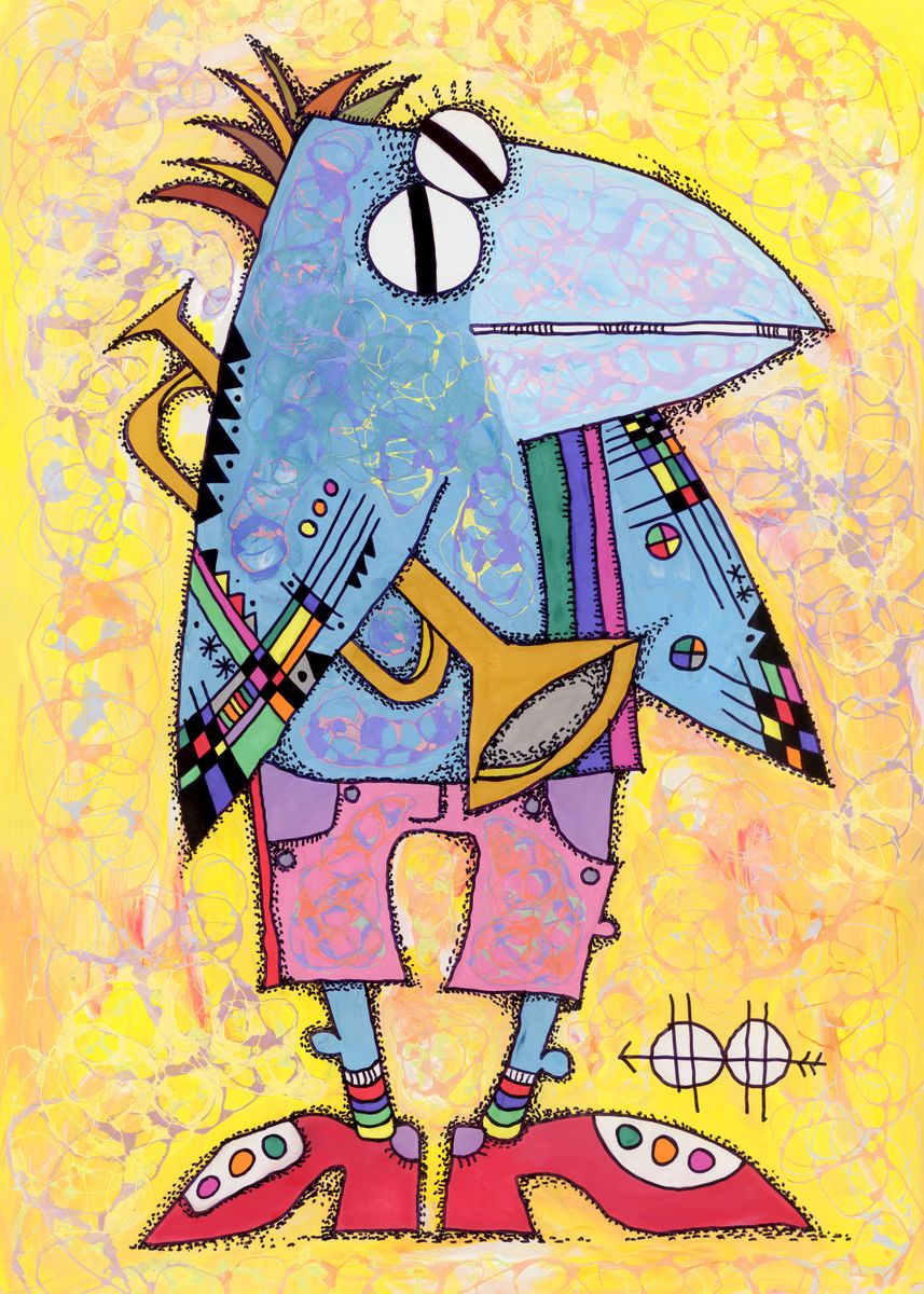 'Busker with trumpet' Poster, picture, metal print, paint by Nikita ...