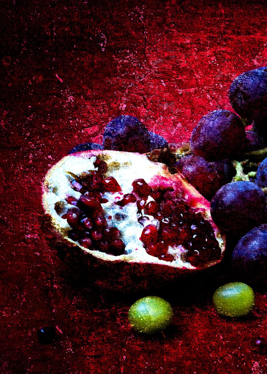 'Grapes Pomegranate Left' Poster, picture, metal print, paint by Art ...
