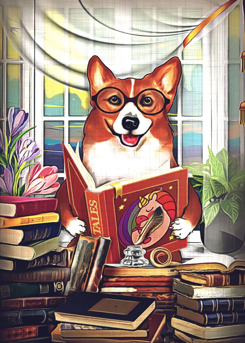 'Corgi' Poster, picture, metal print, paint by Nick Cournoyer | Displate