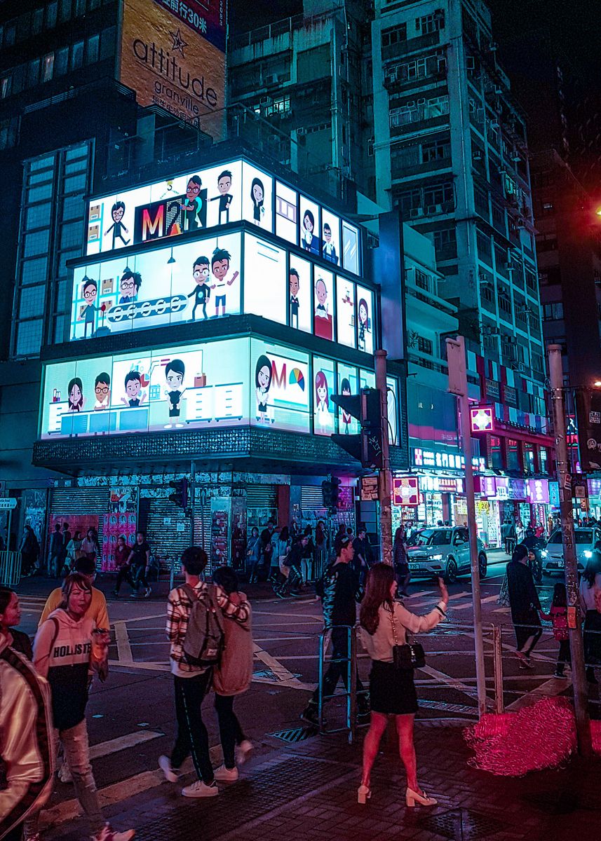'Nightshot Intersection' Poster, picture, metal print, paint by pandalyssa | Displate