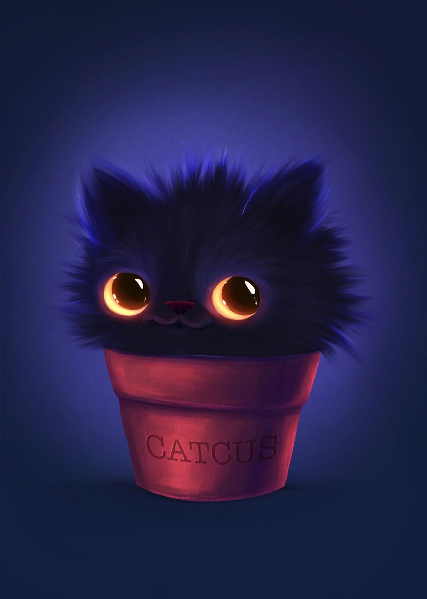 'Catcus' Poster, picture, metal print, paint by Zuzana Ziakova | Displate