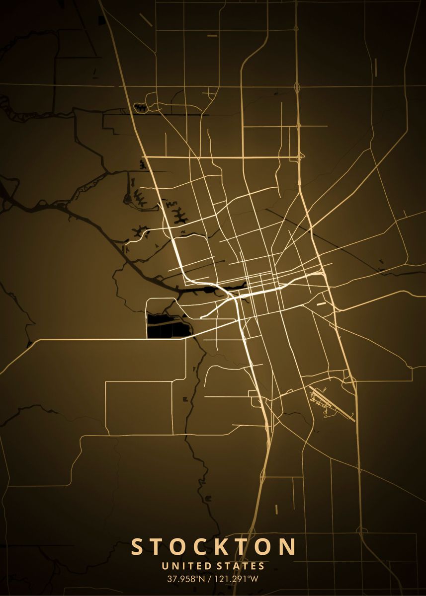 'Stockton California' Poster, picture, metal print, paint by Merah ...