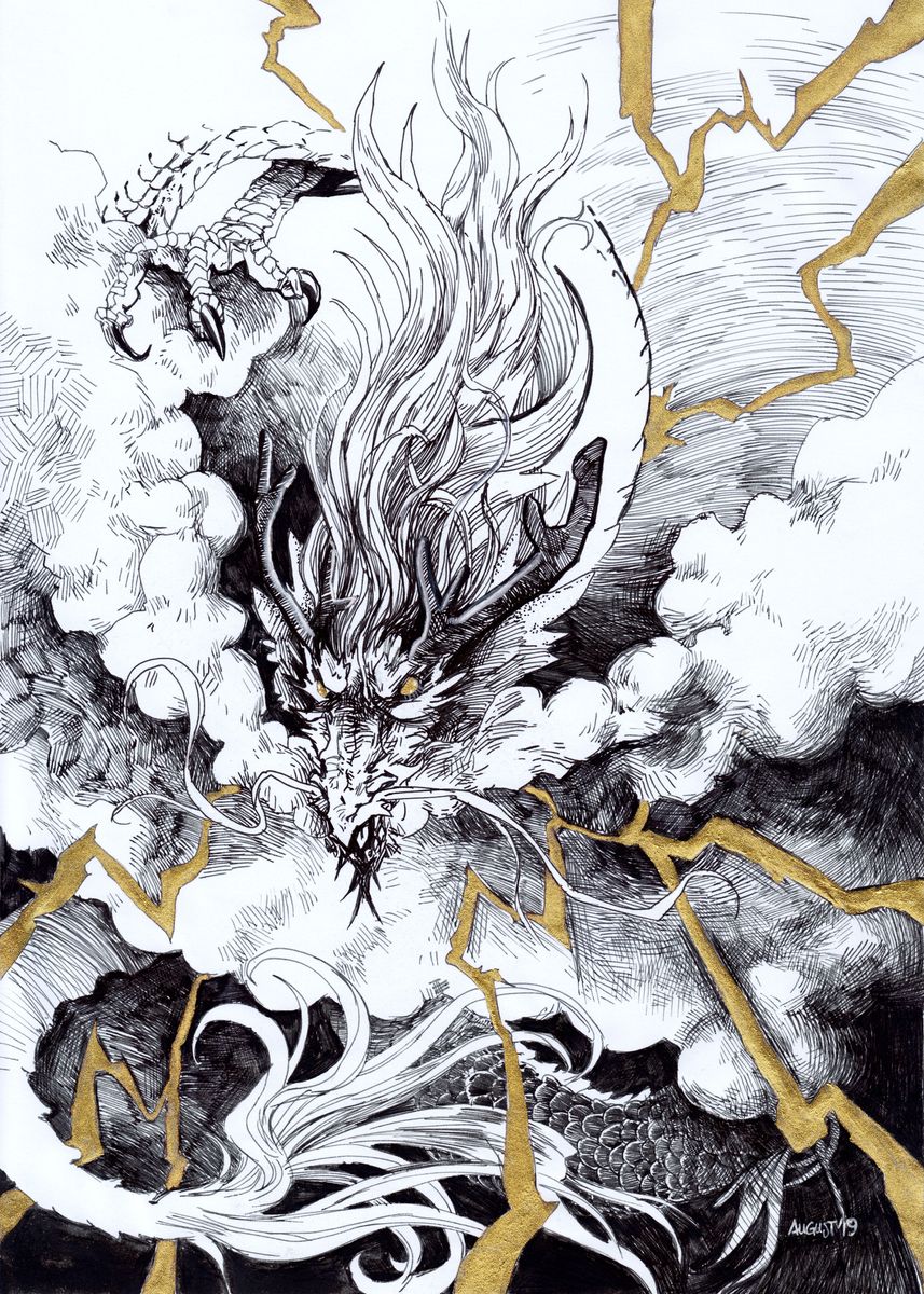 'Thunder Dragon' Poster, picture, metal print, paint by Anna ...