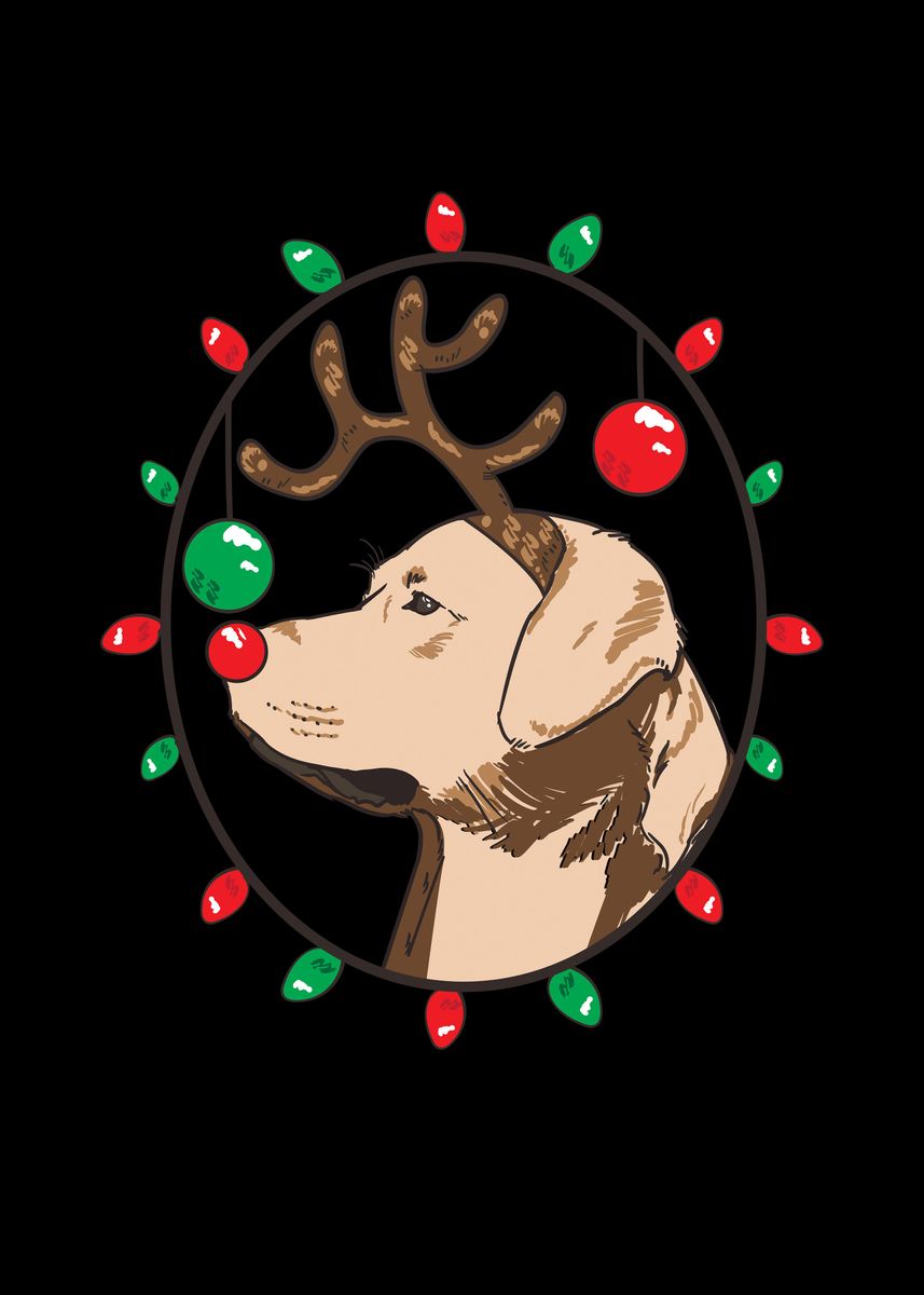 'Christmas Reindeer Dog' Poster by Husti | Displate