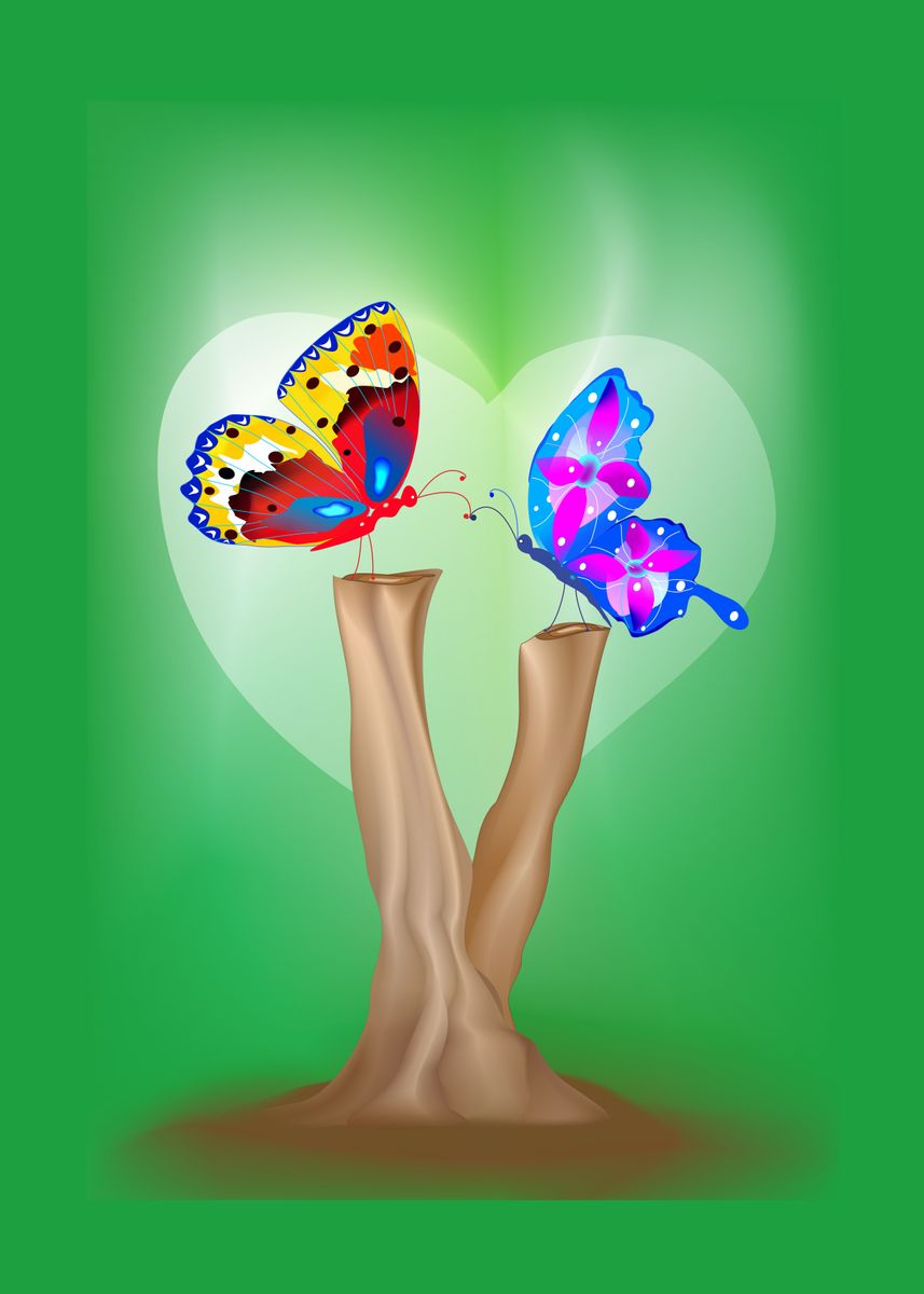 'Butterfly love' Poster by Sahar Shaalan | Displate