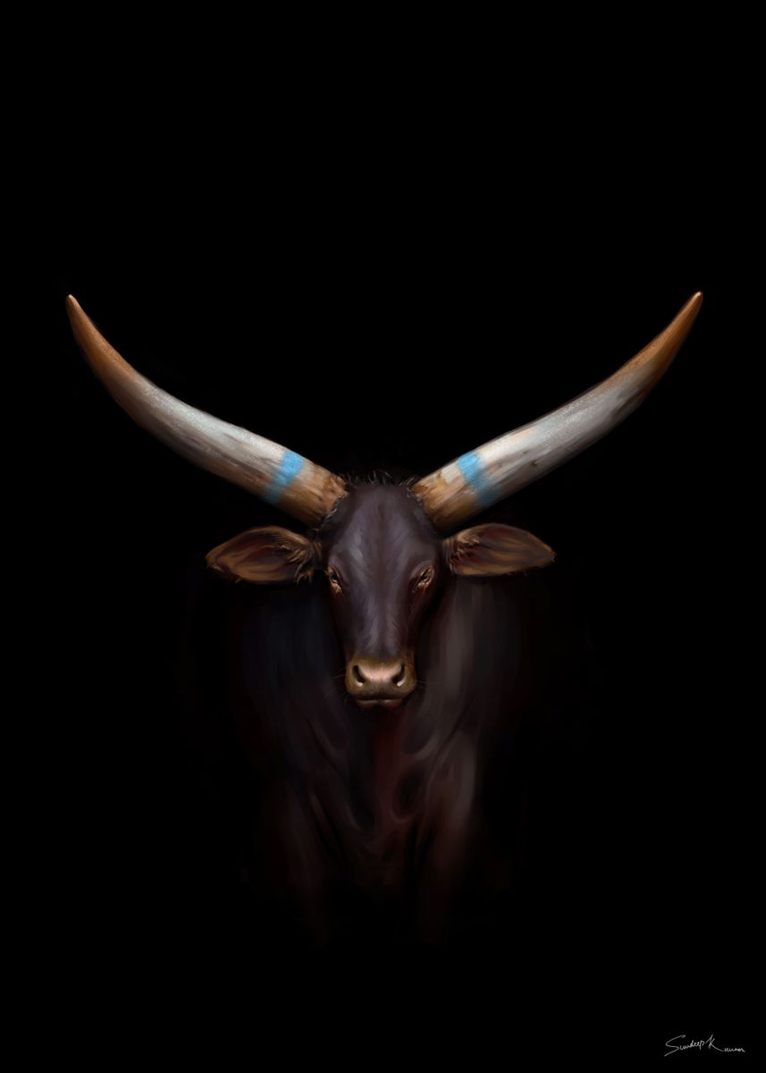 'Bull Digital Painting' Poster, picture, metal print, paint by Sundeep ...