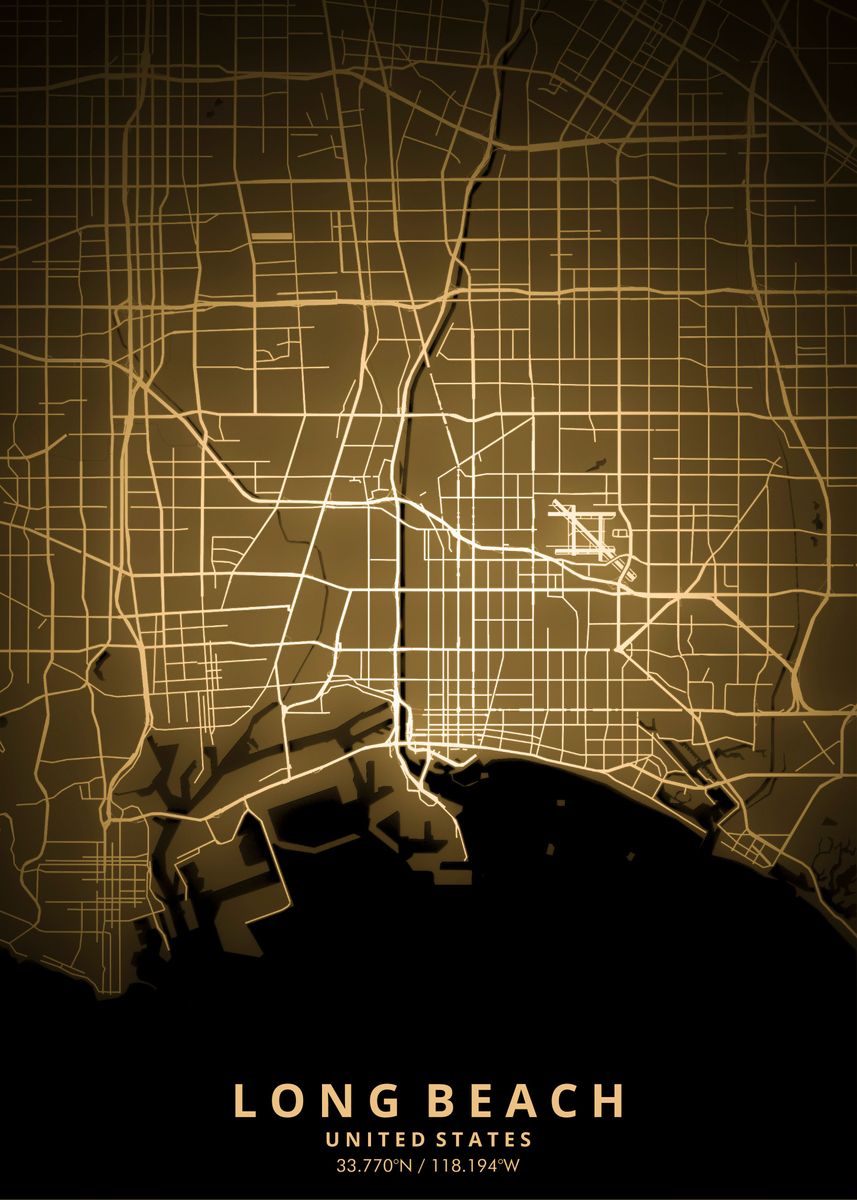 'Long Beach California' Poster, picture, metal print, paint by Merah ...