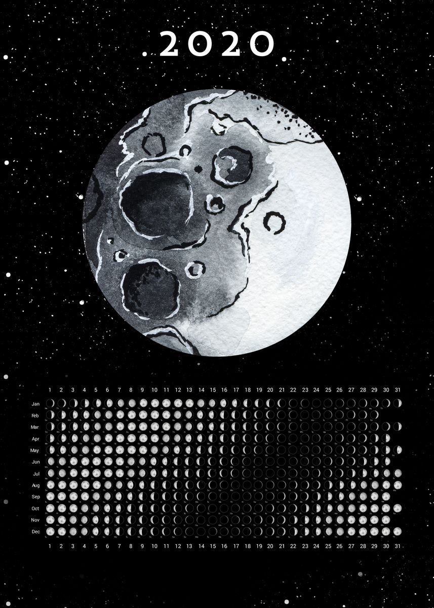 'Moon calendar 2020' Poster, picture, metal print, paint by Moon ...