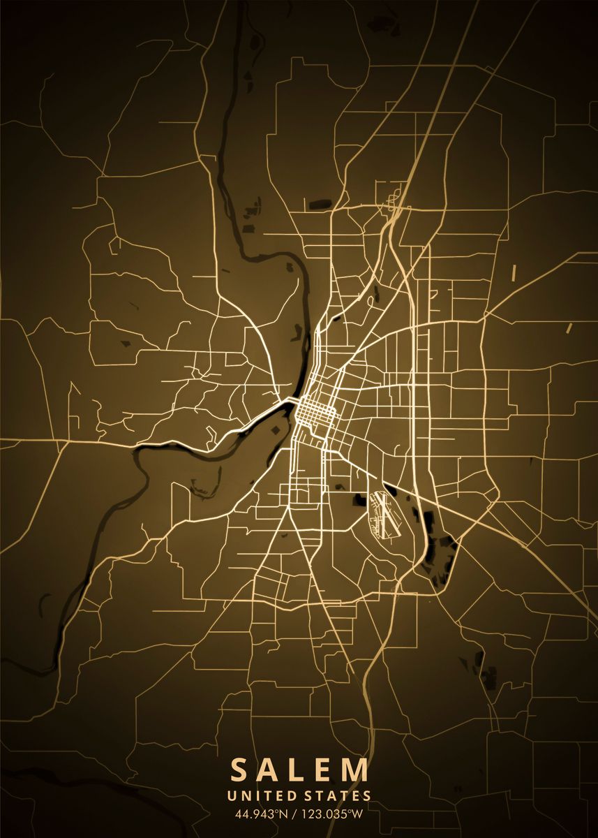 'Salem Oregon' Poster, picture, metal print, paint by Merah Djoeang ...