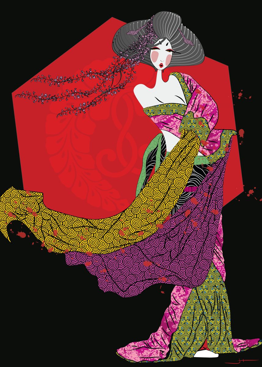 'Fuji Musume' Poster, picture, metal print, paint by Japi Honoo | Displate