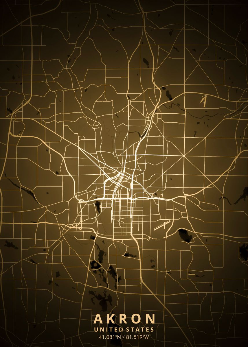 'Akron Ohio' Poster, picture, metal print, paint by Merah Djoeang ...