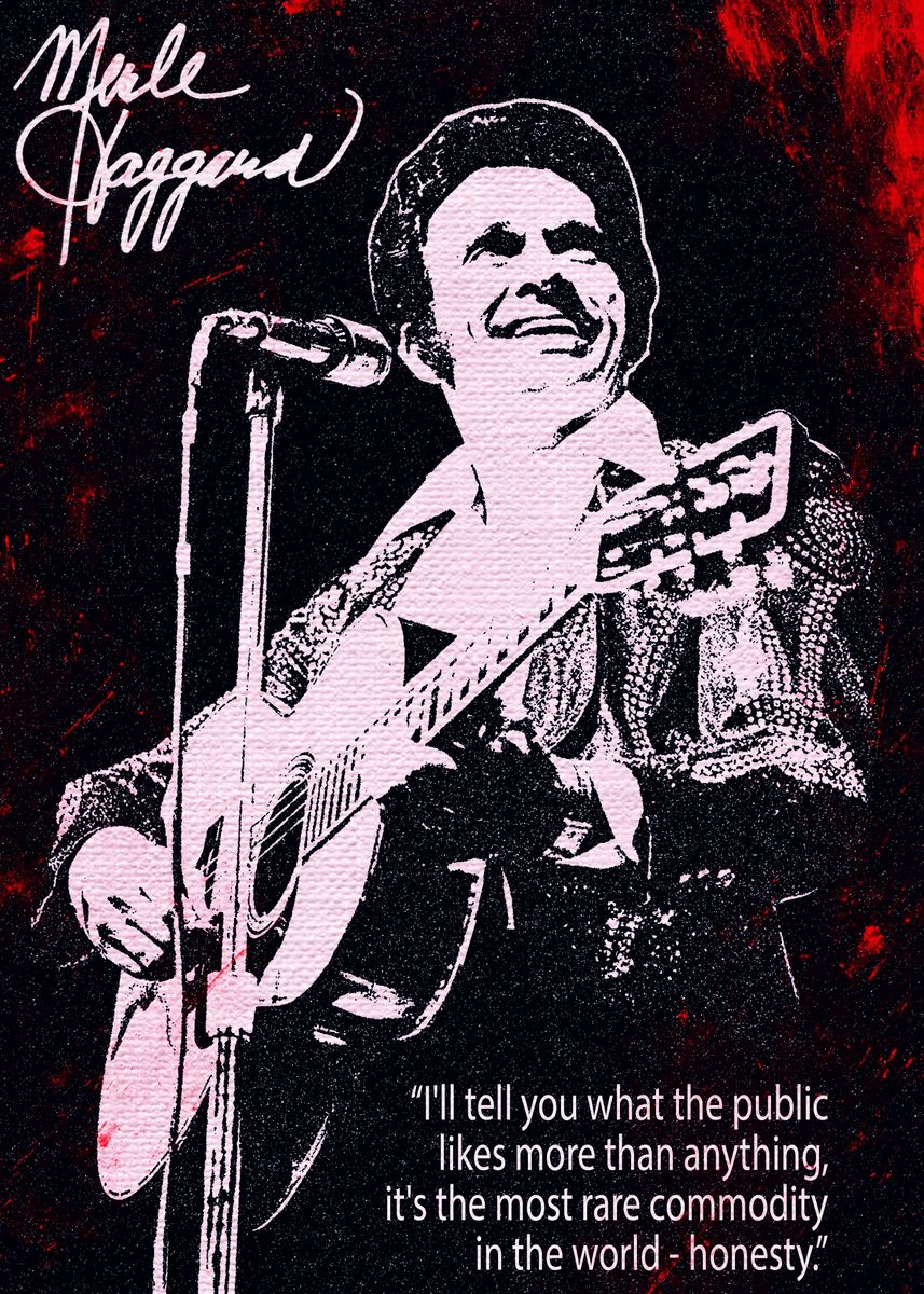 'MERLE HAGGARD' Poster, picture, metal print, paint by TI KI | Displate