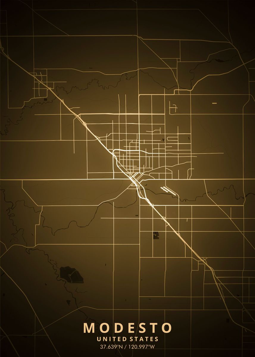 'Modesto California' Poster, picture, metal print, paint by Merah ...