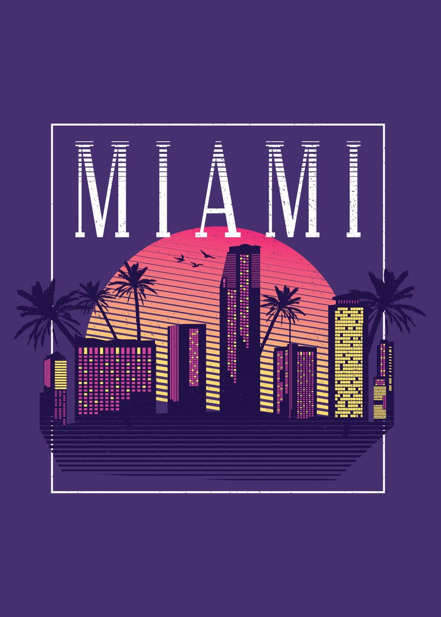 'Retro style miami' Poster by Markus Paeschke | Displate