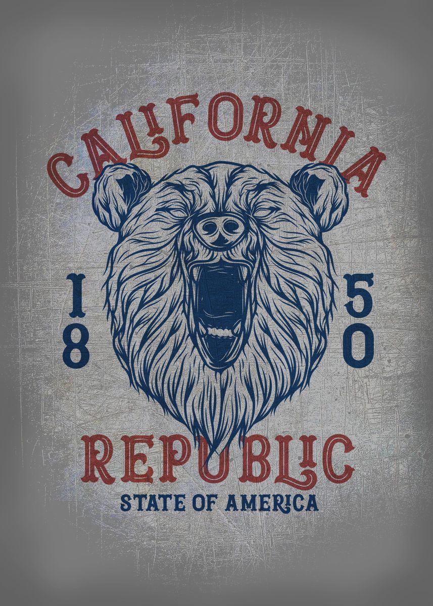 'California Republic' Poster, picture, metal print, paint by Gab ...