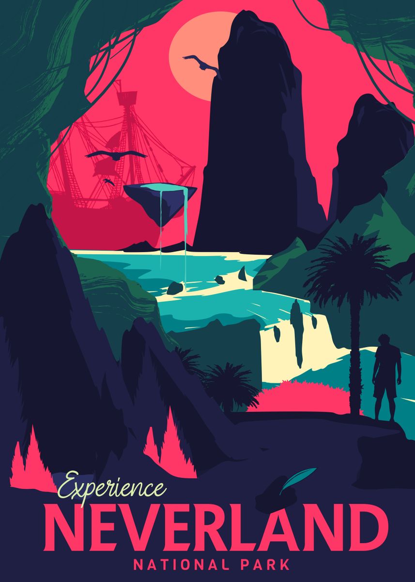 'Neverland' Poster, picture, metal print, paint by HeyMoonly | Displate