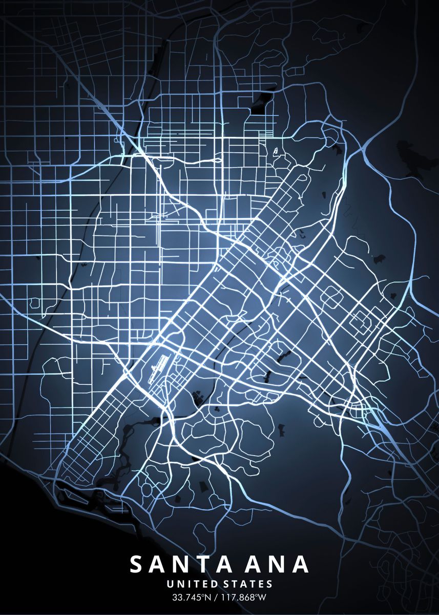 'Santa Ana California' Poster, picture, metal print, paint by Merah ...