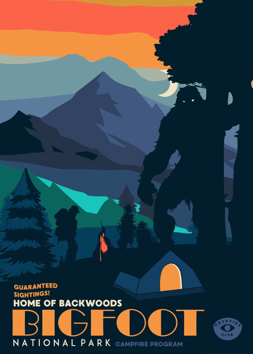 'Bigfoot Natural Park' Poster, picture, metal print, paint by HeyMoonly ...