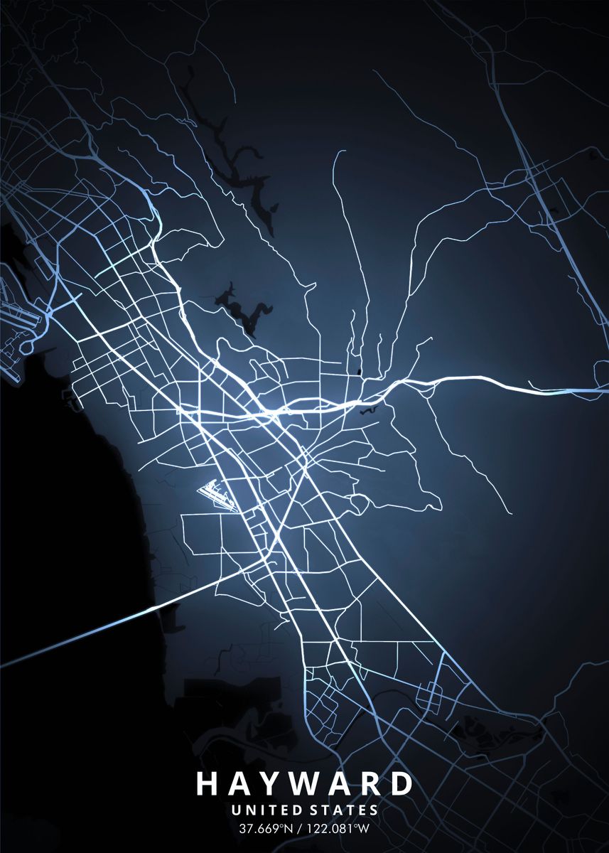 'Hayward California' Poster, picture, metal print, paint by Merah ...