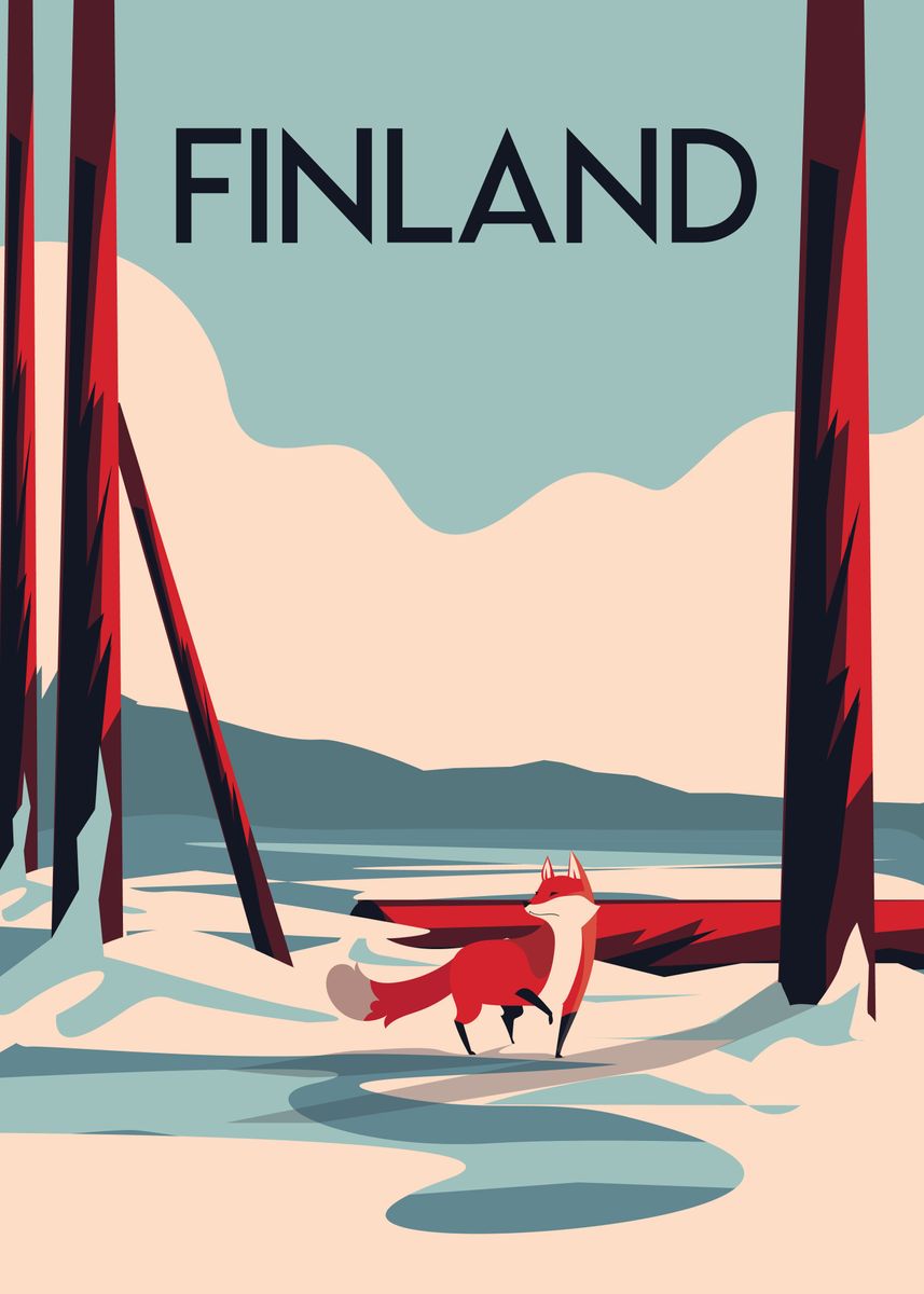 'Finland travel poster' Poster, picture, metal print, paint by Caravan ...