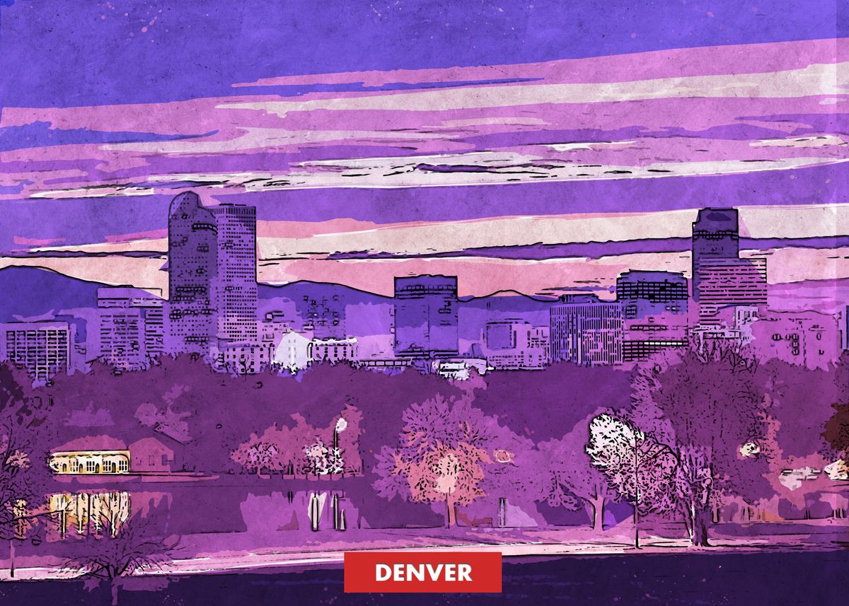 'Denver Skyline USA ' Poster by Maksymilian Kulig | Displate