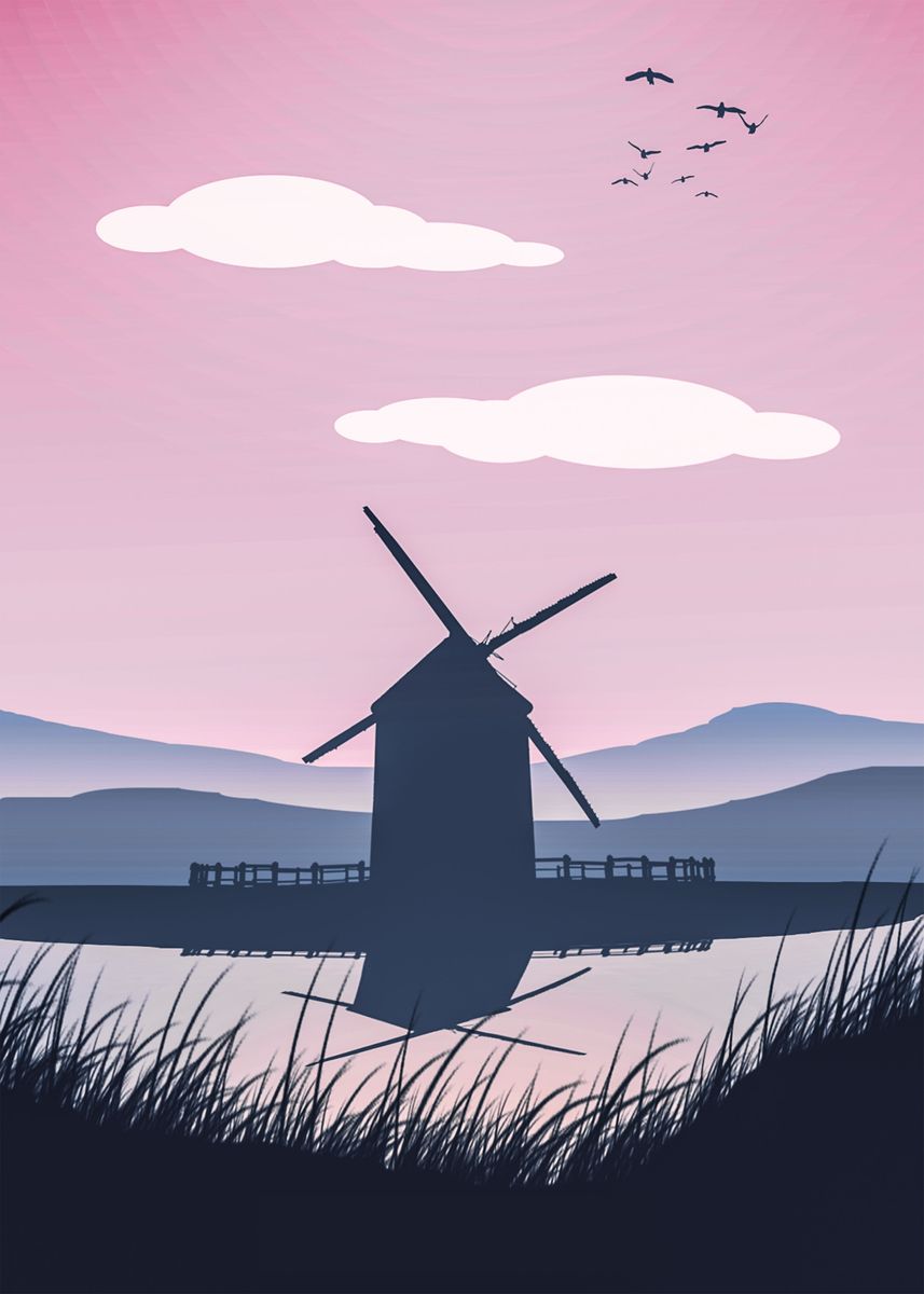 'Windmill' Poster, picture, metal print, paint by ketut somajaya | Displate