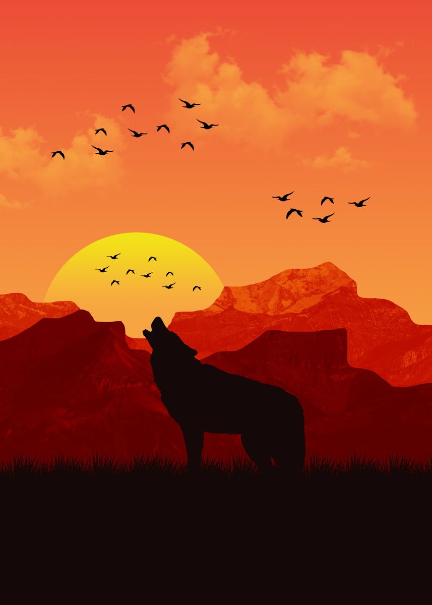 'Howling Wolf' Poster, picture, metal print, paint by Greg | Displate