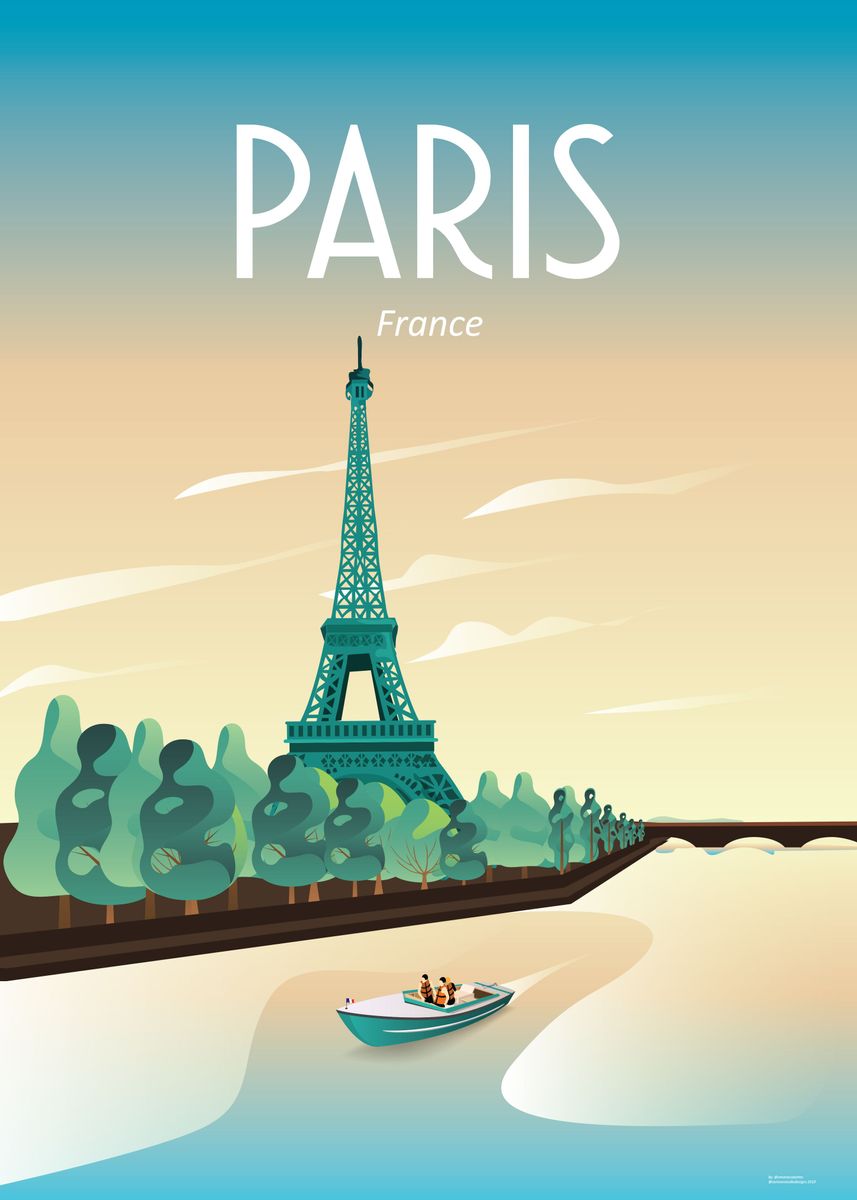 'Paris france trave poster' Poster, picture, metal print, paint by ...