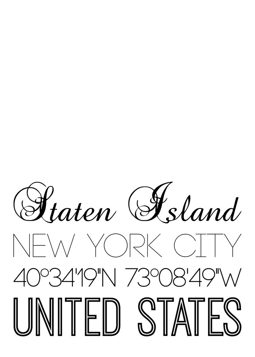 'Staten Island On White' Poster, picture, metal print, paint by Art ...
