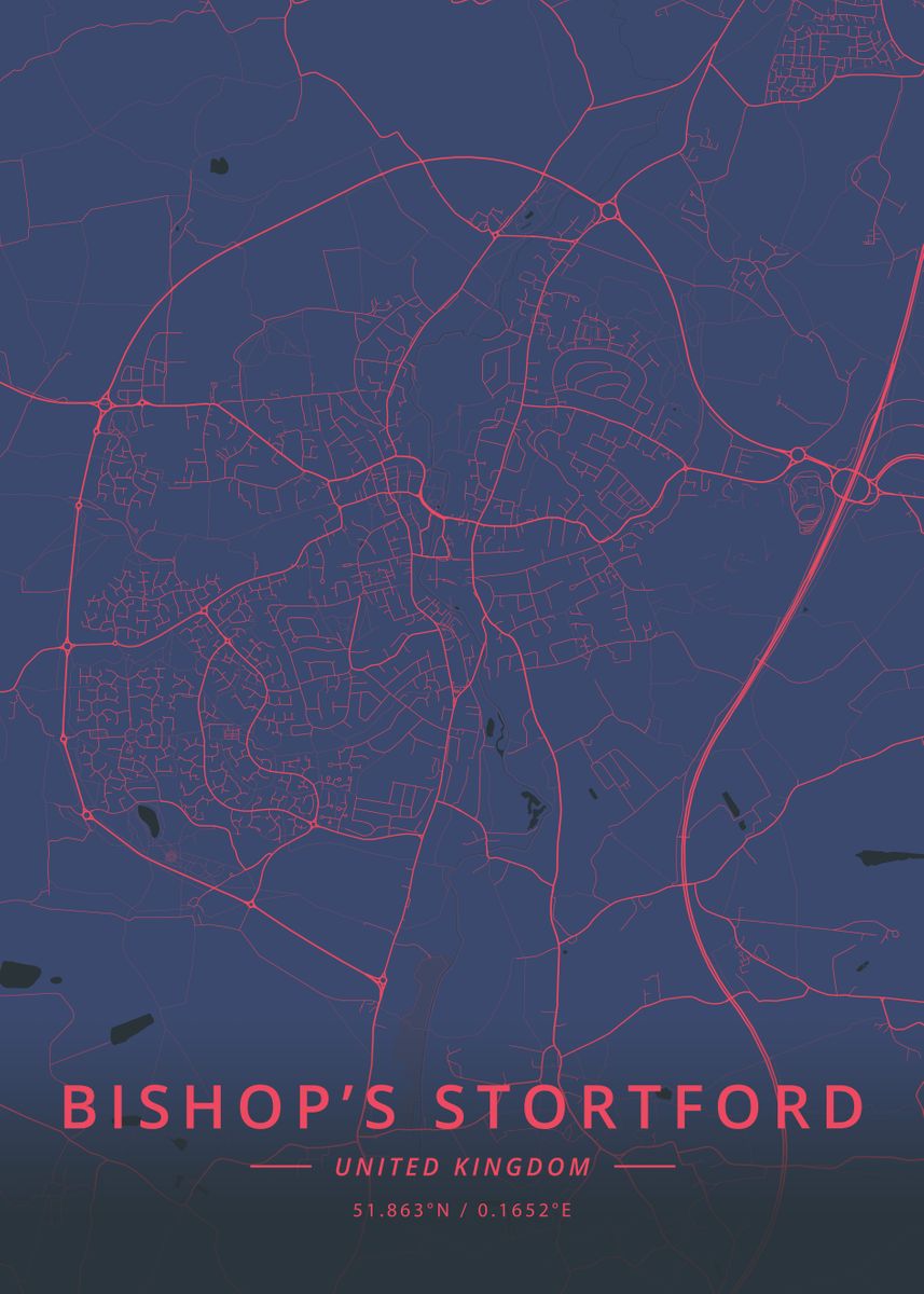 'Bishops Stortford UK' Poster by Designer Map Art | Displate