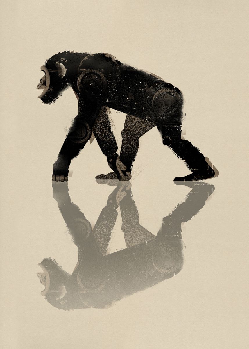 'Chimp' Poster, picture, metal print, paint by Dieter Braun | Displate