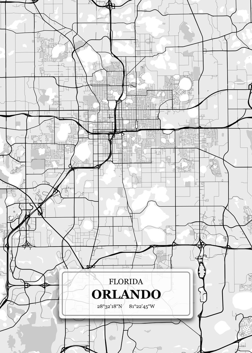 'Orlando Florida City Map ' Poster, picture, metal print, paint by Dany ...