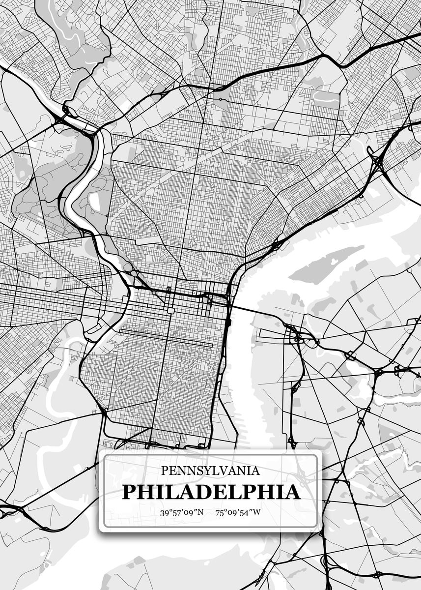 'Philadelphia City Map' Poster, picture, metal print, paint by Dany ...