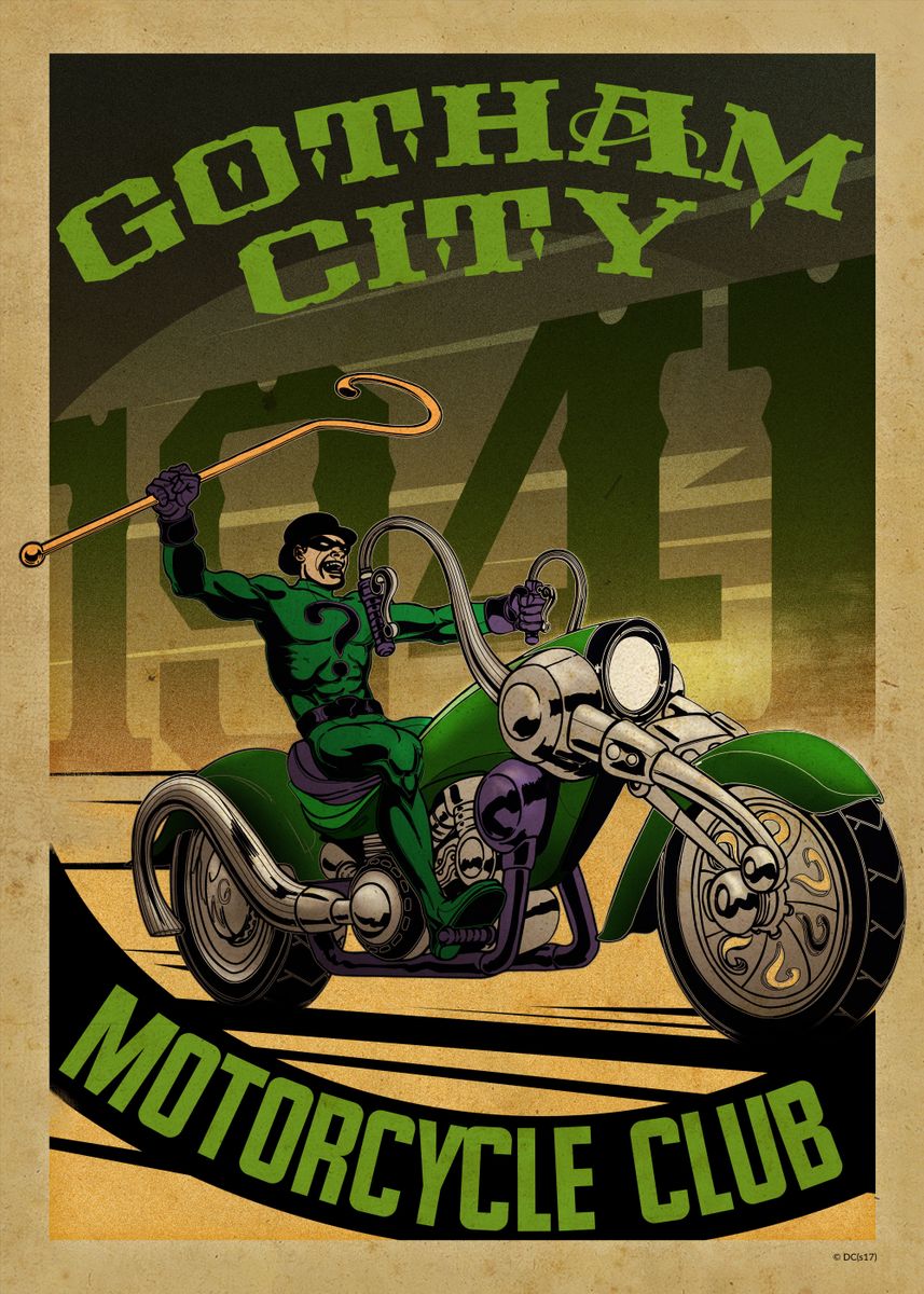 'Riddler Rider' Poster, picture, metal print, paint by DC Comics | Displate