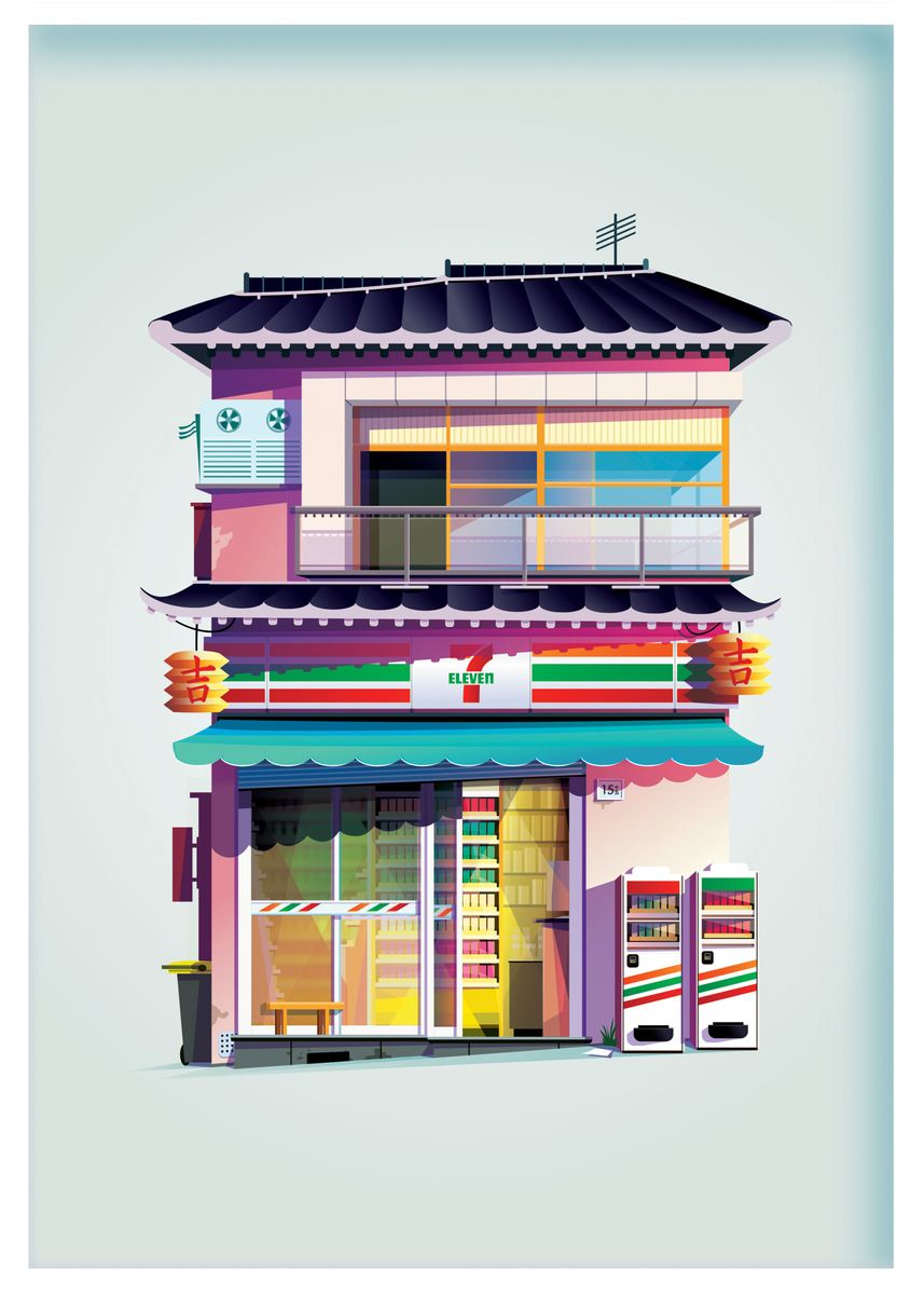 'Japanese shop' Poster, picture, metal print, paint by SachART | Displate