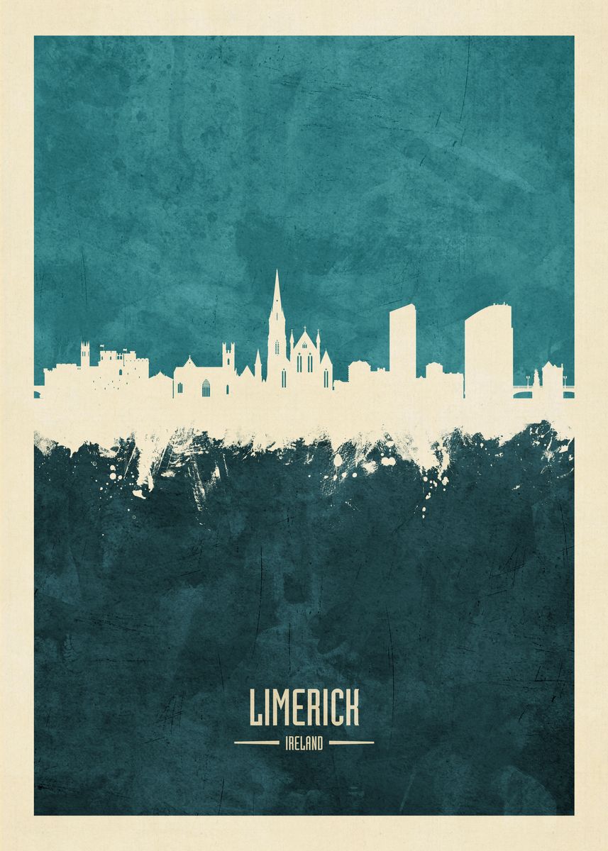 'Limerick Skyline Ireland' Poster, picture, metal print, paint by ...