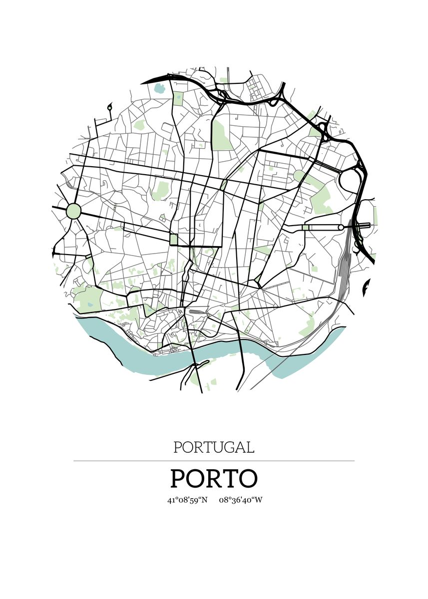 'Porto Portugal City Map ' Poster by Dany | Displate