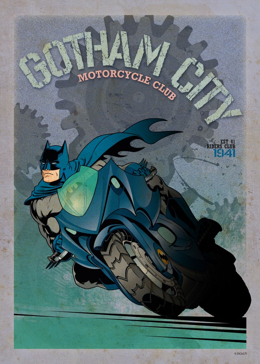 'Batcycle' Poster, picture, metal print, paint by DC Comics | Displate