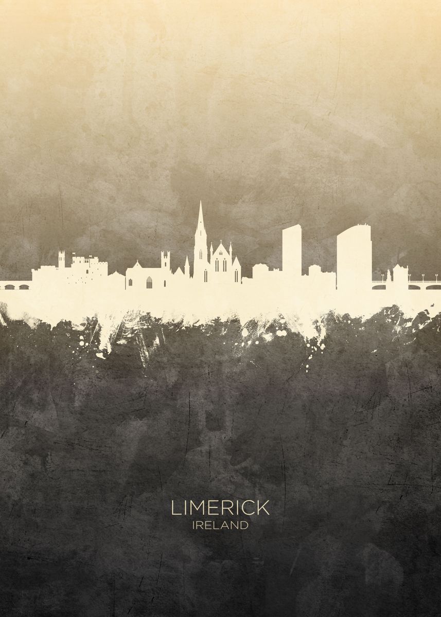 'Limerick Skyline Ireland' Poster by Michael Tompsett | Displate