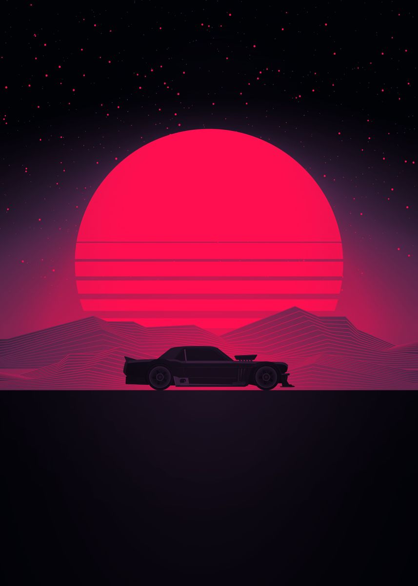 'Sunset Car Drive' Poster by Visualz | Displate