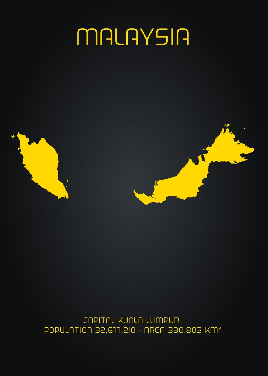 'Malaysia Map' Poster, picture, metal print, paint by Zero Nine | Displate