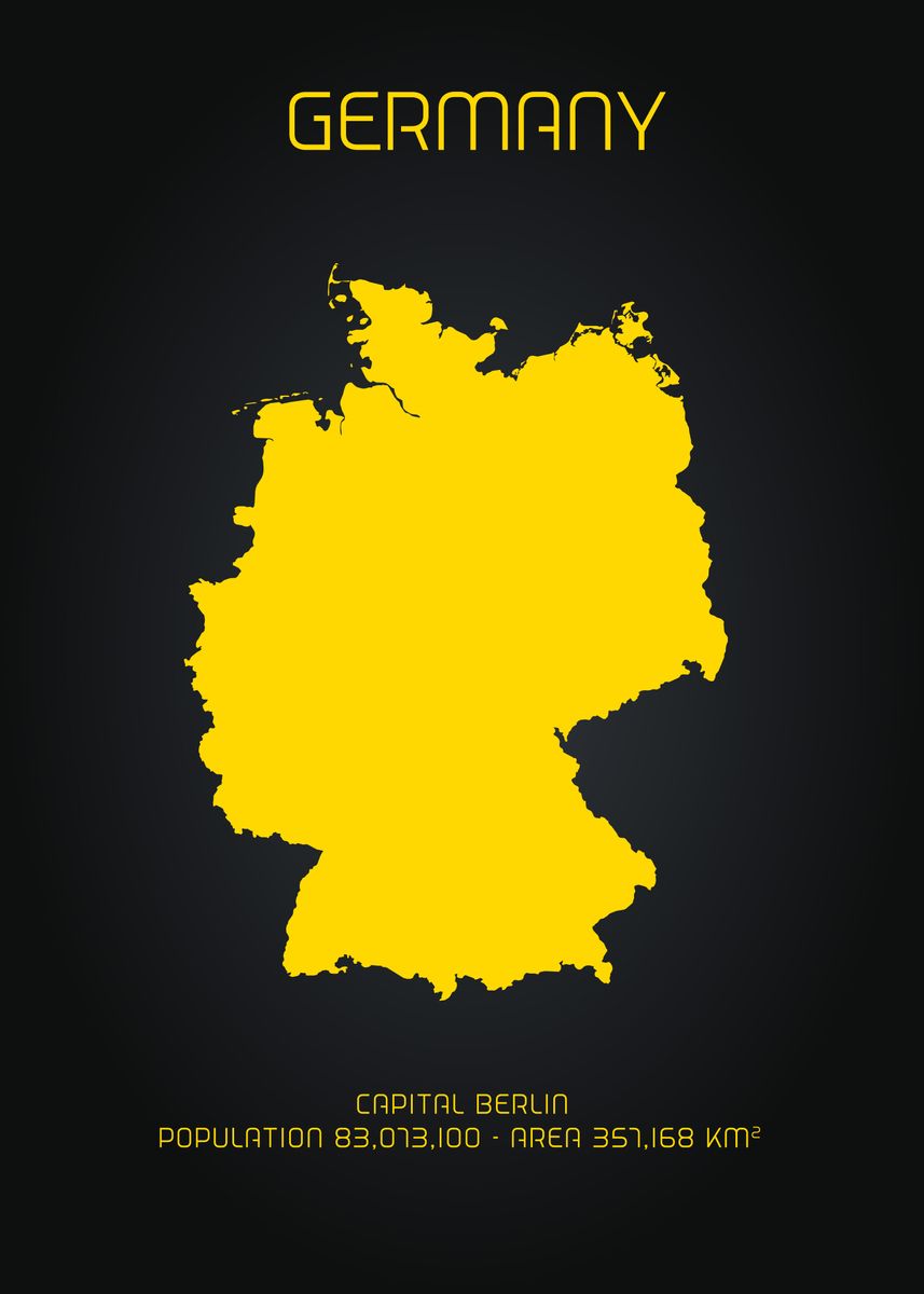 'Germany Map' Poster, picture, metal print, paint by Zero Nine | Displate