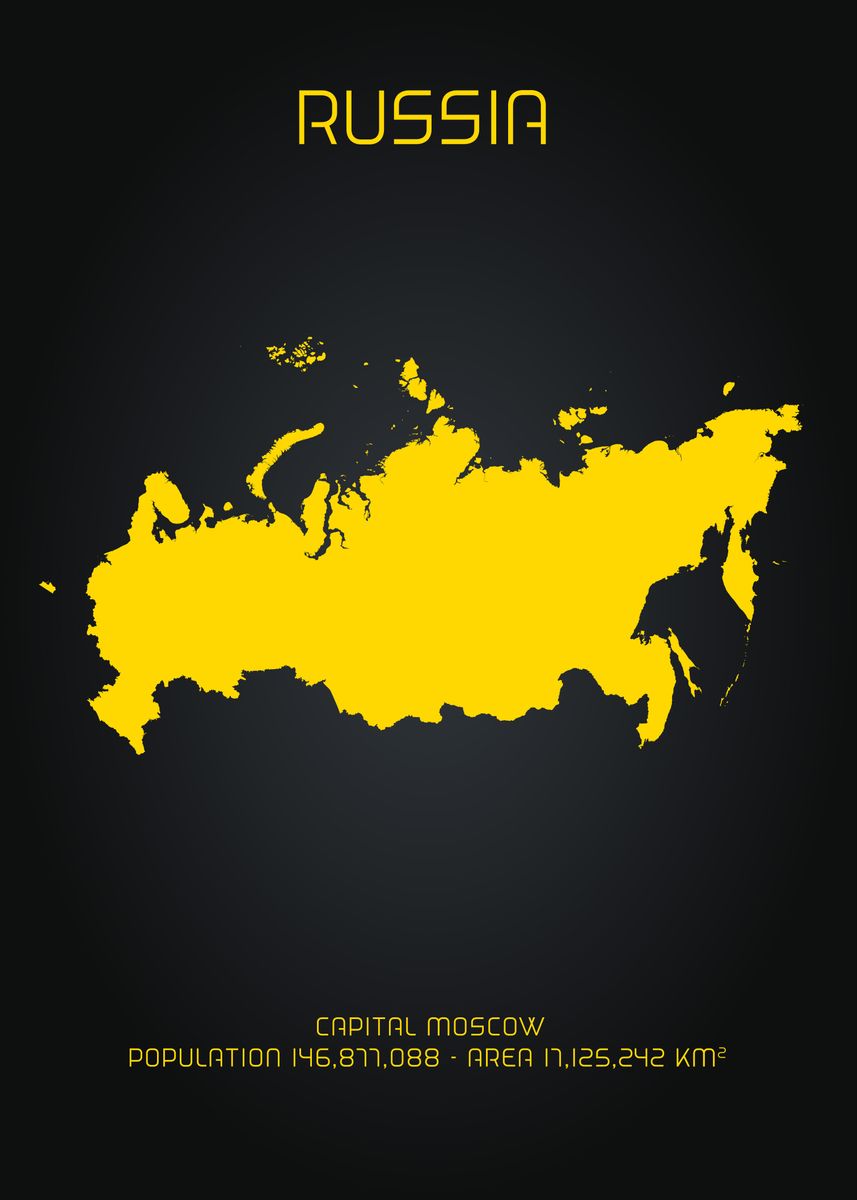 'Russia Map' Poster, picture, metal print, paint by Zero Nine | Displate