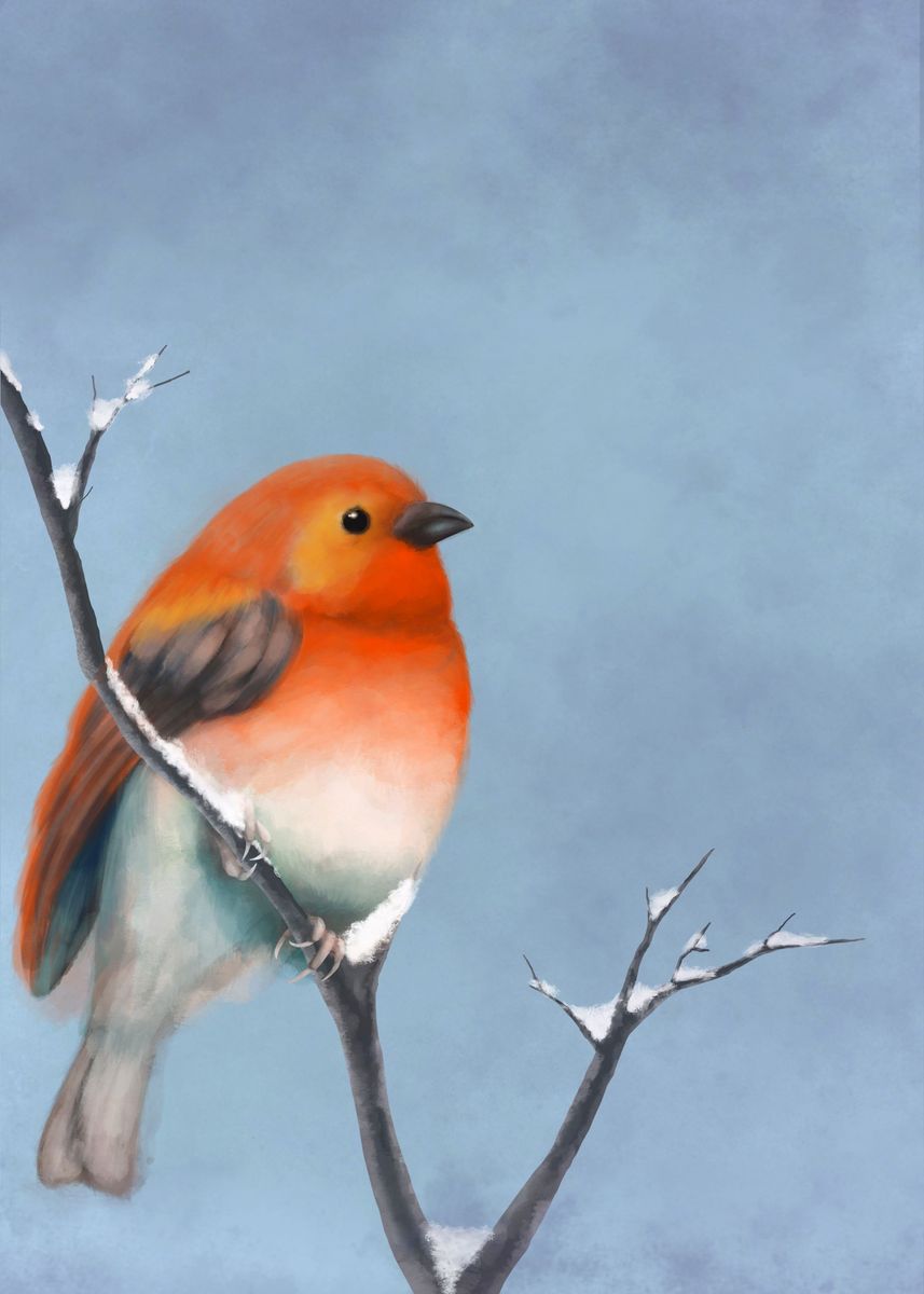 'Bird on tree' Poster, picture, metal print, paint by just julia | Displate