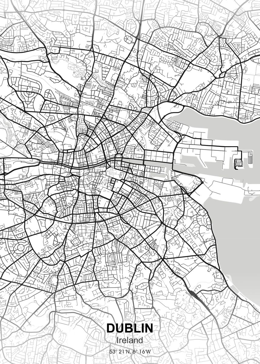 'dublin Ireland city map ' Poster, picture, metal print, paint by ...