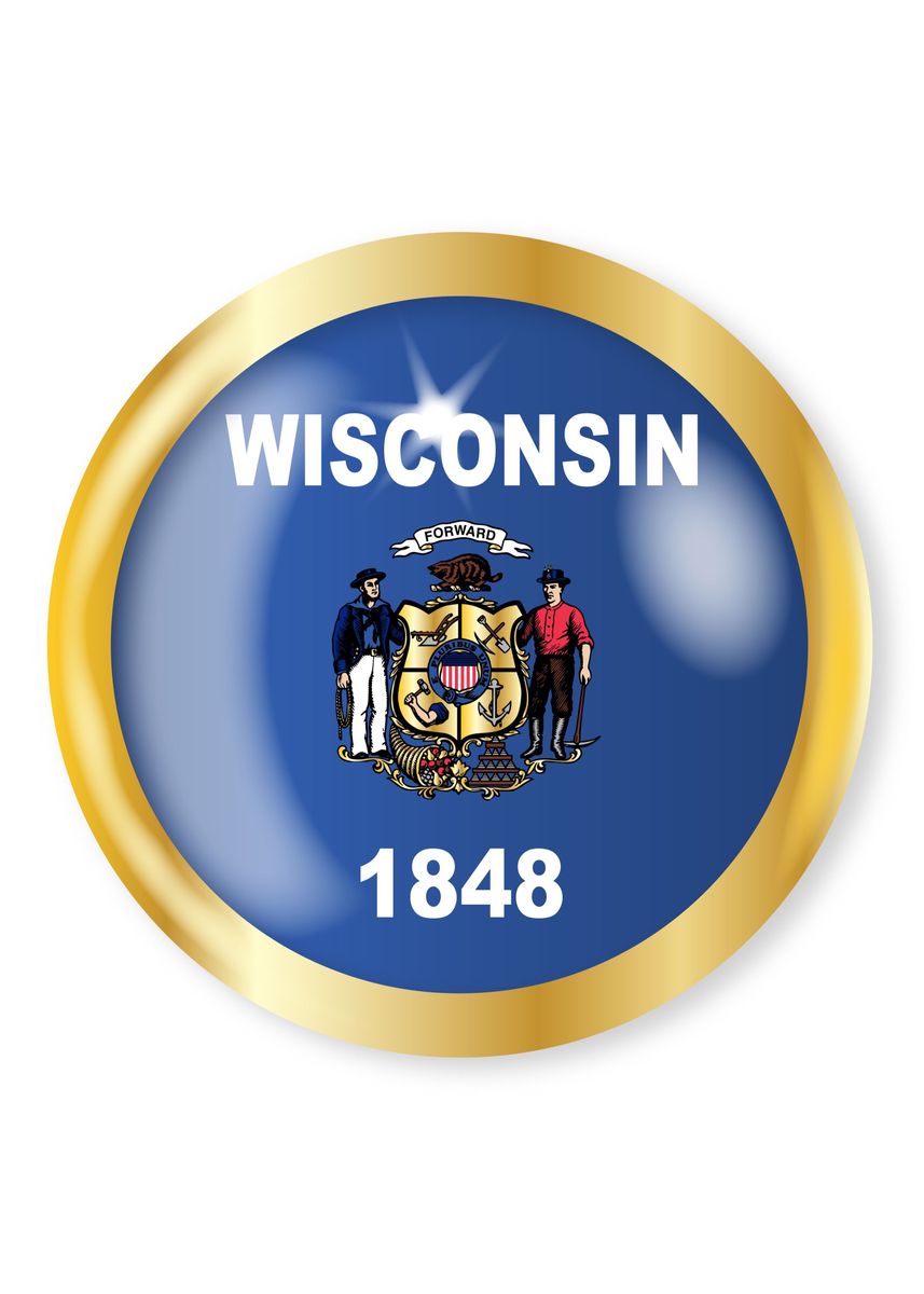 'Wisconsin Flag Button' Poster by HomeStead Digital | Displate