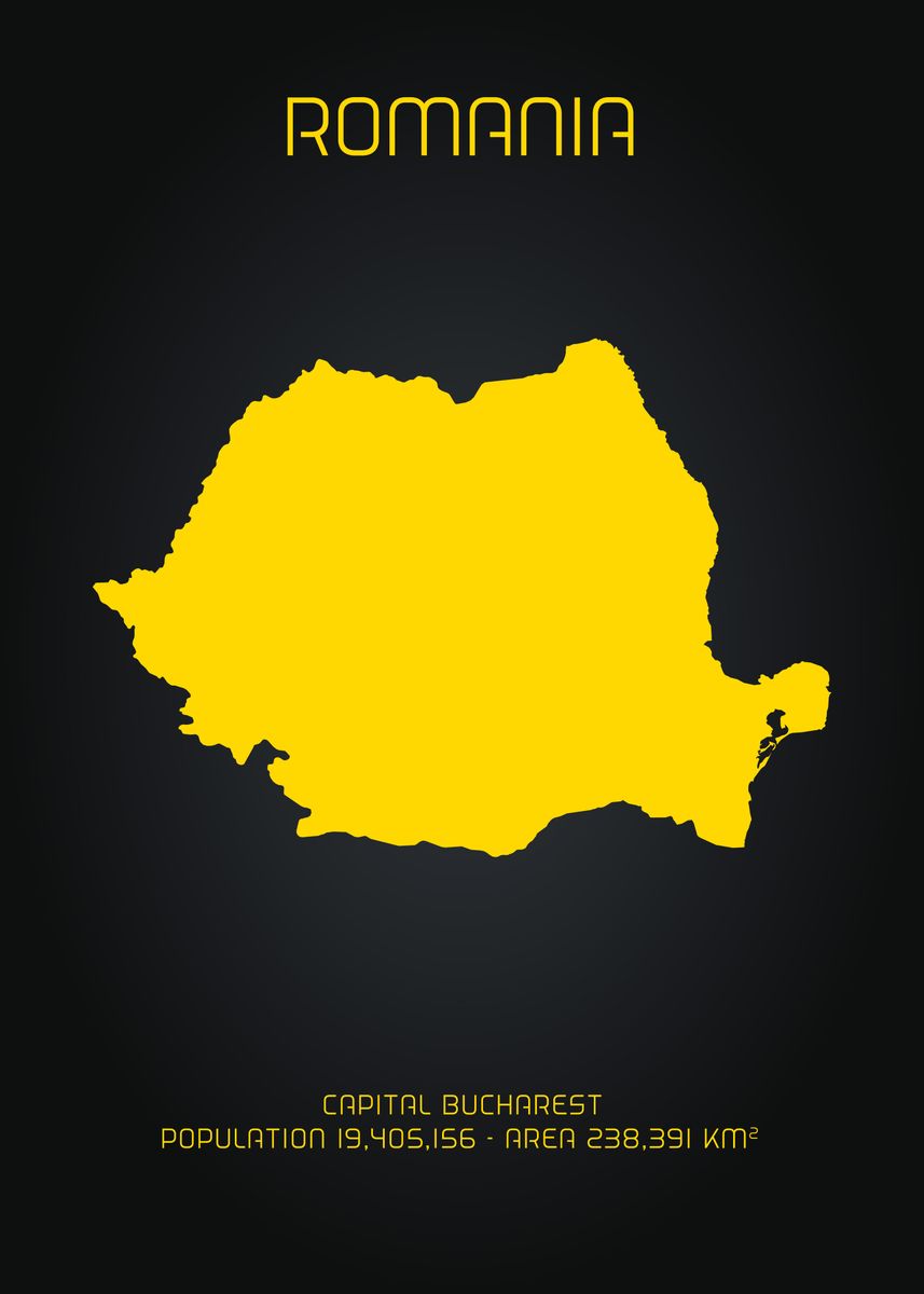 'Romania Map' Poster, picture, metal print, paint by Zero Nine | Displate